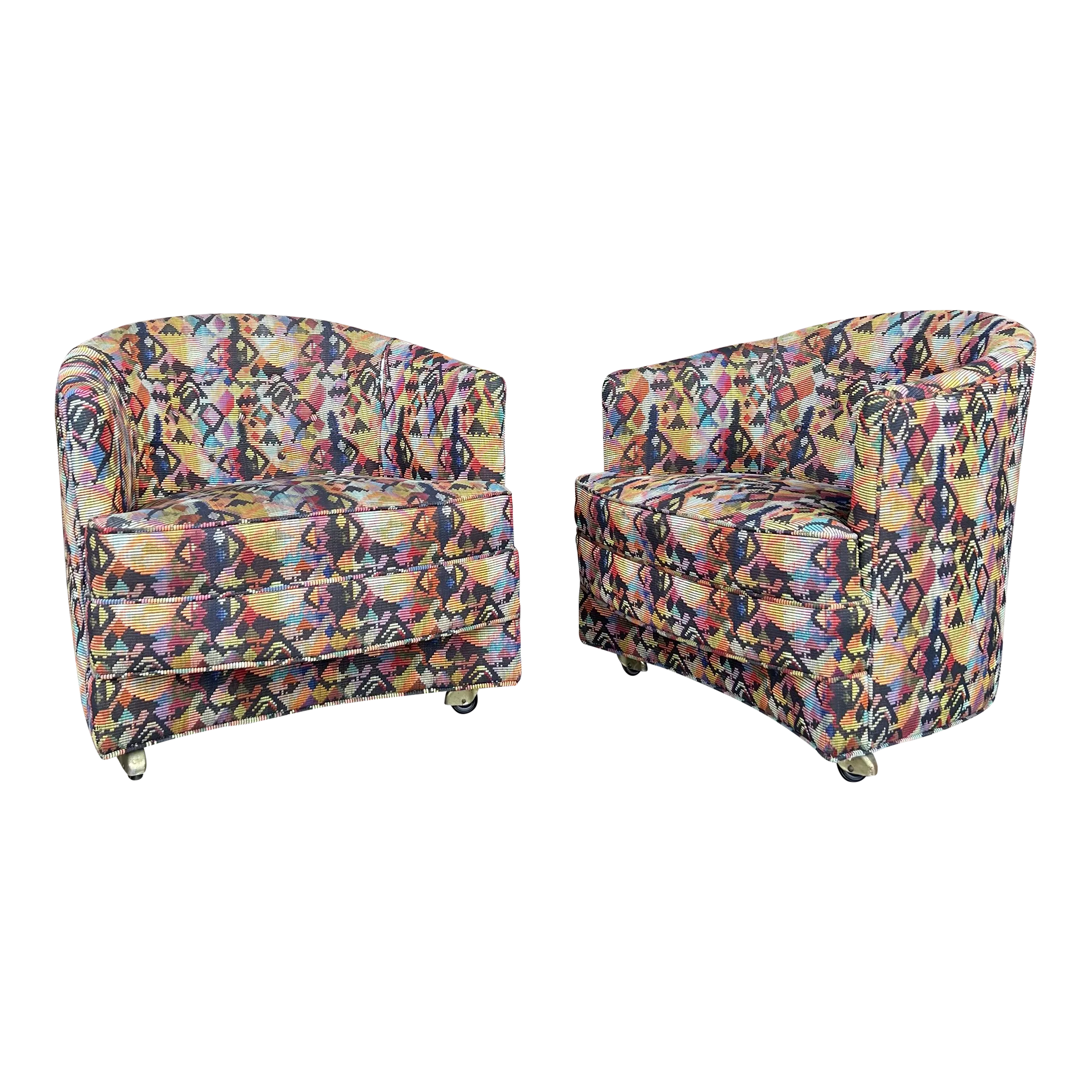 Pair of Harvey Probber Lounge Chairs on Casters | Chairish