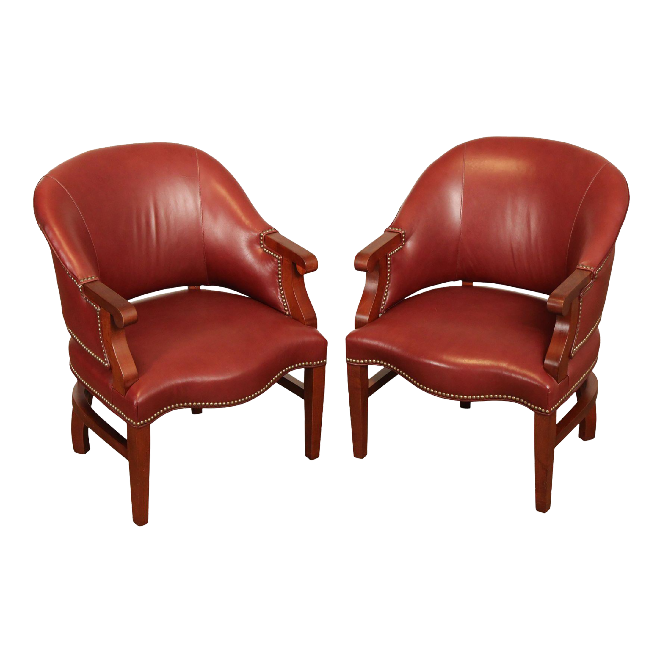 English Traditional Style Pair of Leather Club Chairs | Chairish
