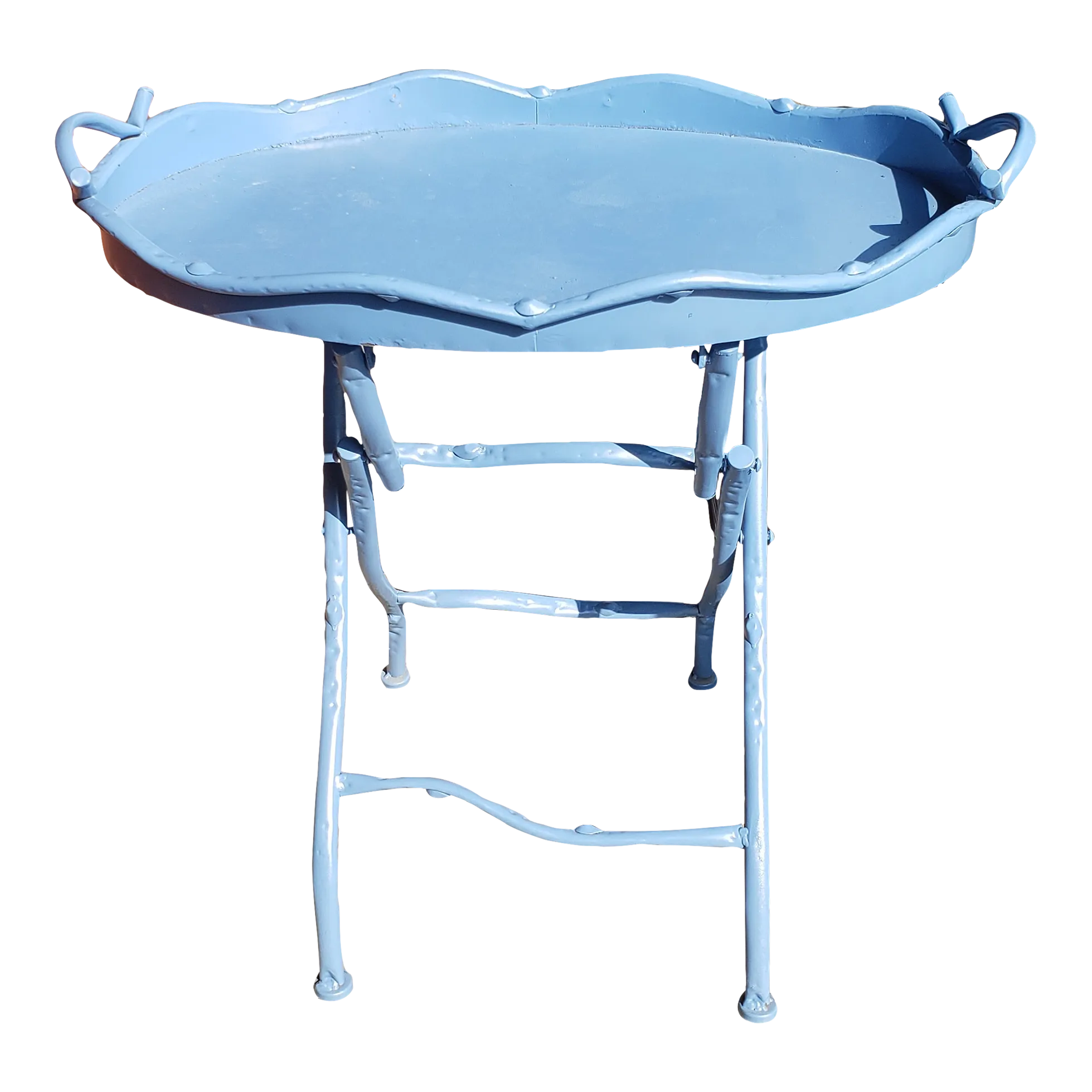 Vintage Metal Folding Tray With Handles | Chairish