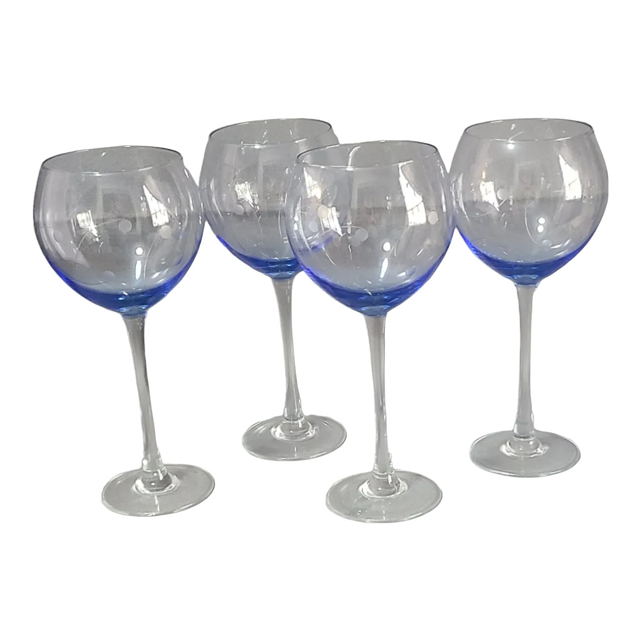 Late 20th Century Blue All Purpose Goblet Etched & Cut-Glass Dot ...