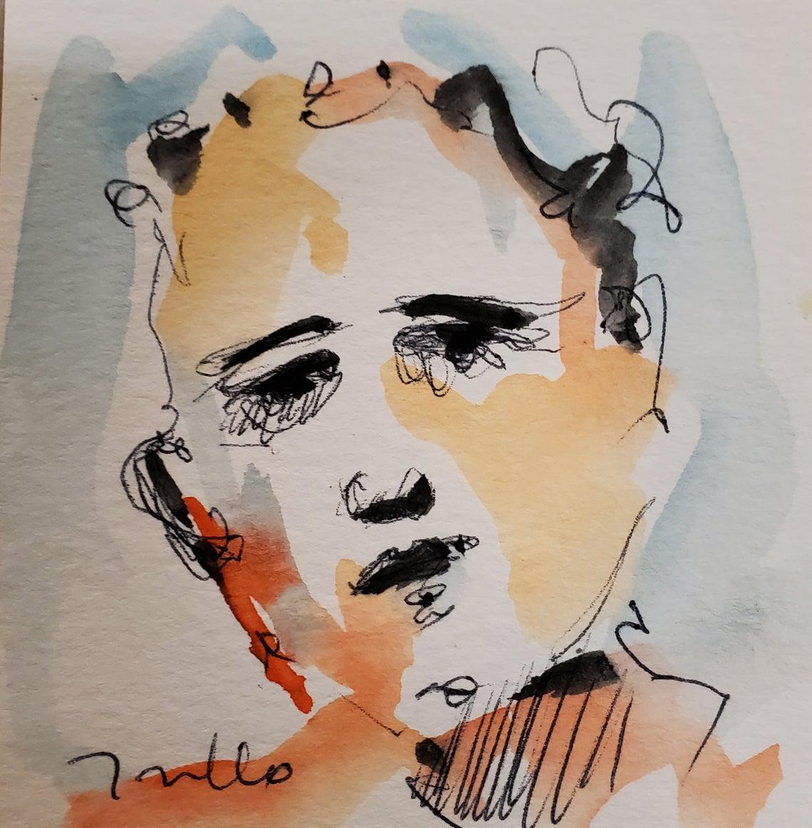 Contemporary Expressionist Style Portrait Watercolor Painting by Jose ...