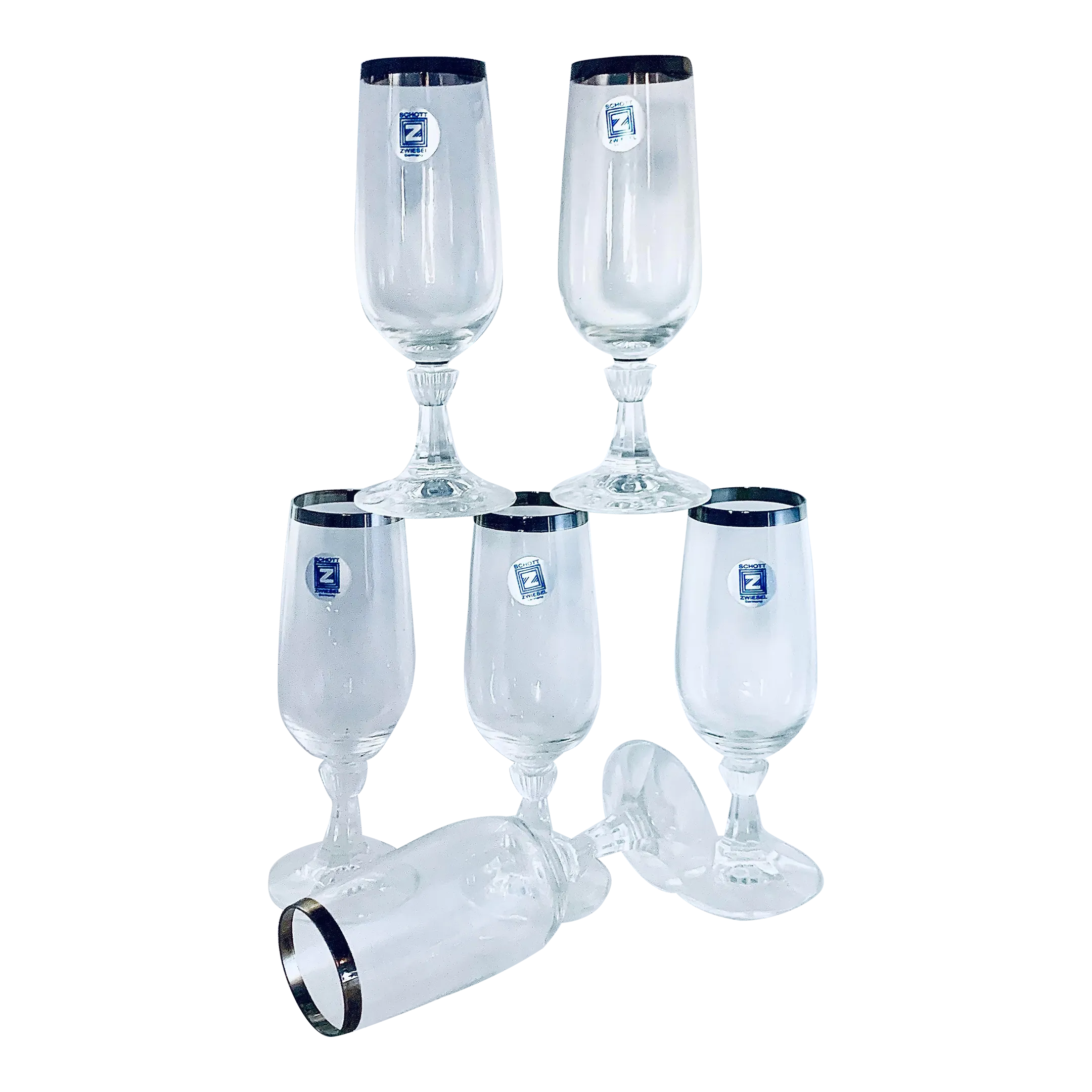 Vintage German 'Schott-Zwiesel' Platinum Trim Blown Crystal Champagne ...