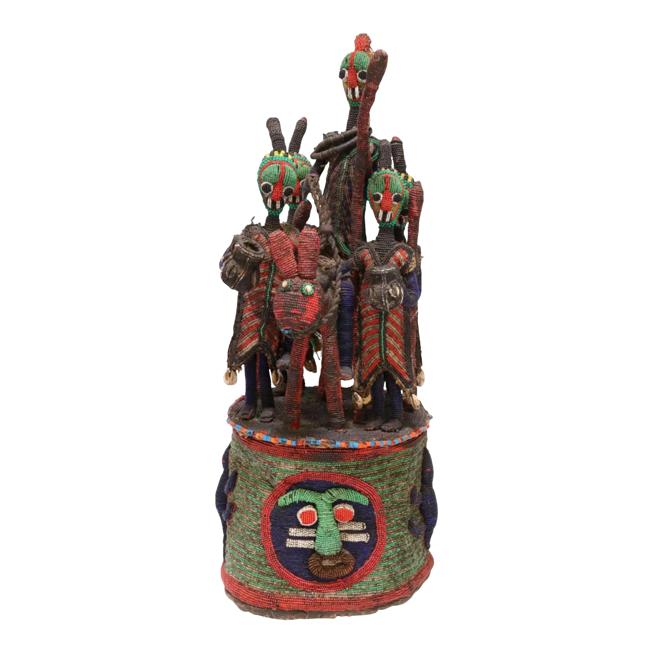 African Tribal Yoruba Beaded Ceremonial Crown Altar Headdress | Chairish