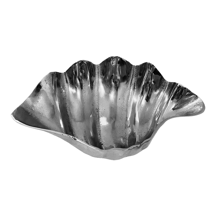 Large Late 20th Century Aluminum Clam Shell Bowl | Chairish