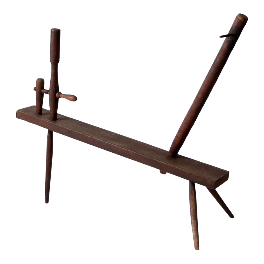 Antique Primitive Spinning Wheel Bench | Chairish