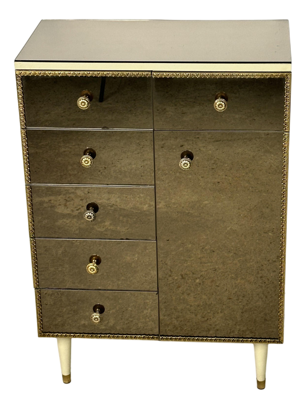 Vintage Italian Mirror Glass Chest of Drawers, 1960s | Chairish