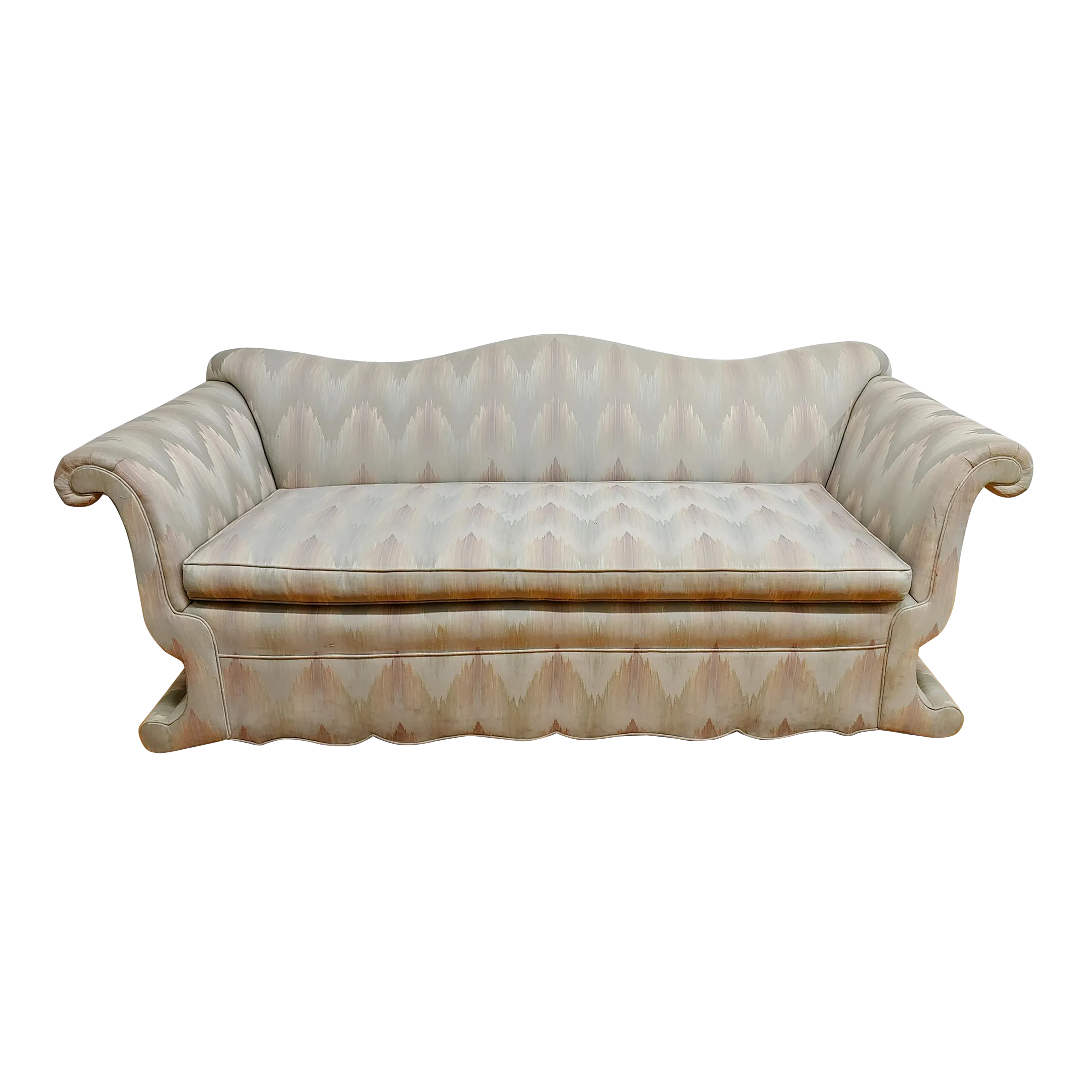 1980s Custom Neo-Empire Flame Stitch Upholstery Sofa | Chairish