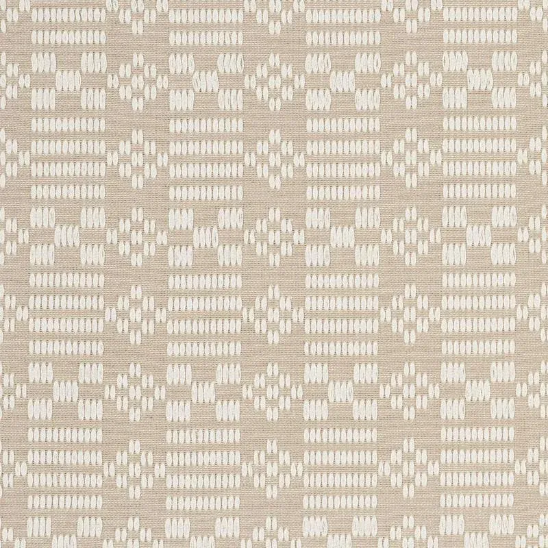 Schumacher Wilson Embroidery Fabric in Sand | Chairish
