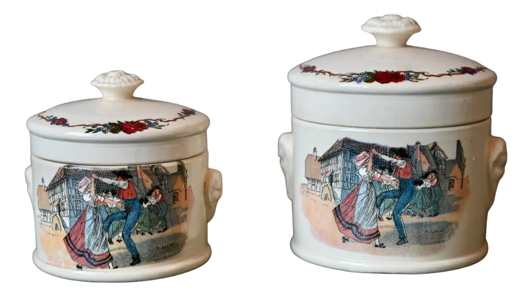 Covered Pots Service Obernai from Sarreguemines, 1940s, Set of 2 | Chairish
