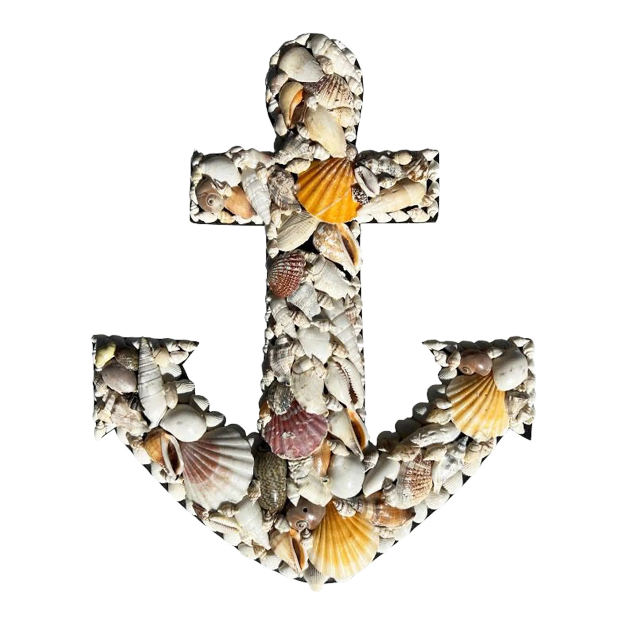 Handcrafted Natural Coastal Sea Shell Encrusted Anchor Wall Hanging ...