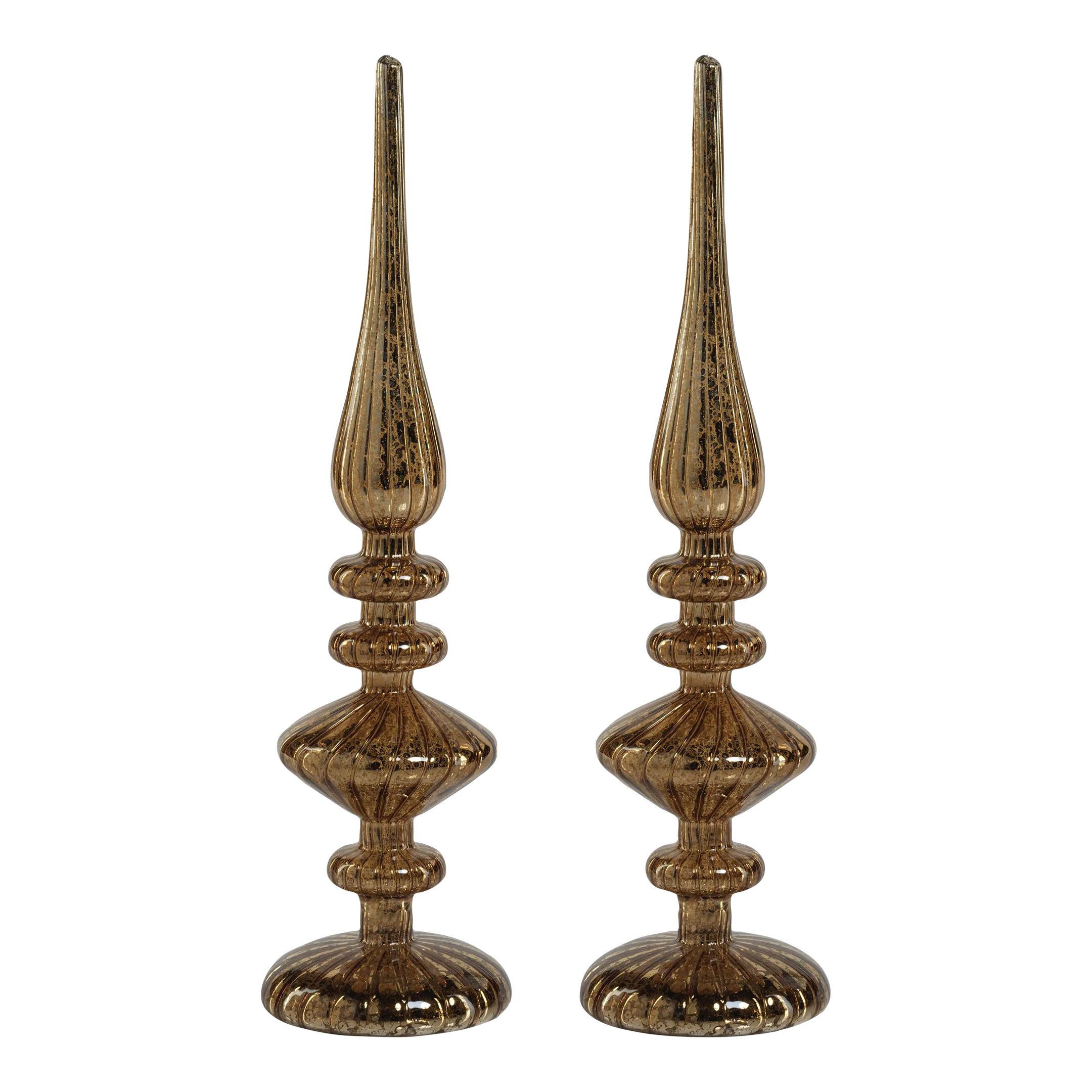 Azenor Gold LED Tabletop Finials, Set of 2 | Chairish