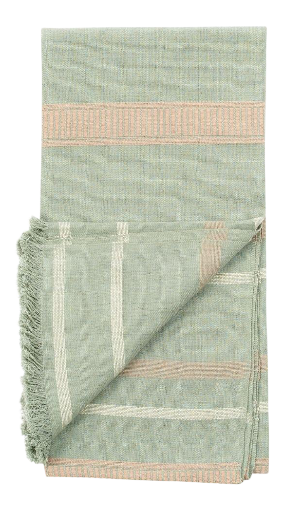 Contemporary Sage Pastel Green & Cream Shades Organic Cotton Handloom ...