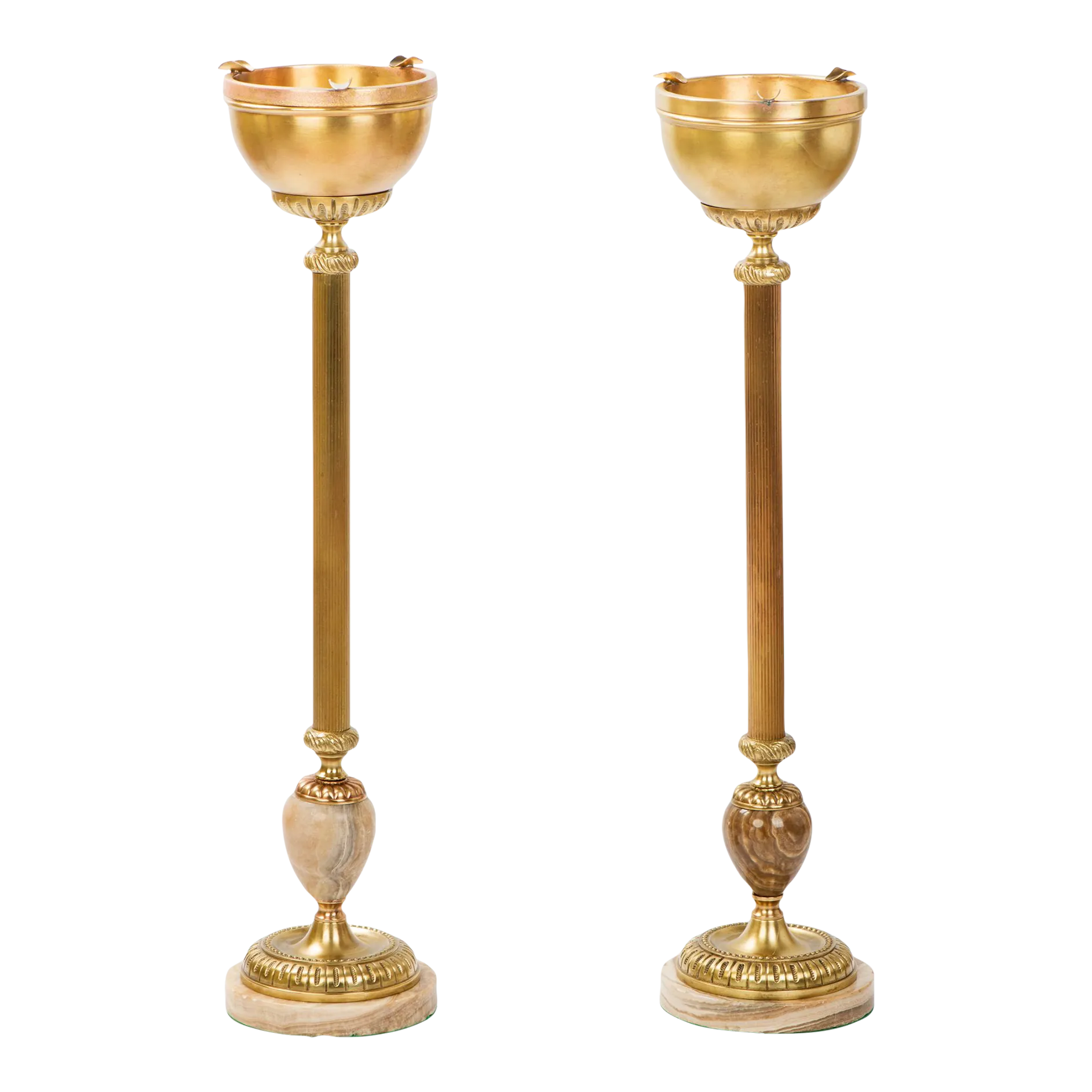 1960s Floor Standing Ashtray on Brass Marble Stand | Chairish