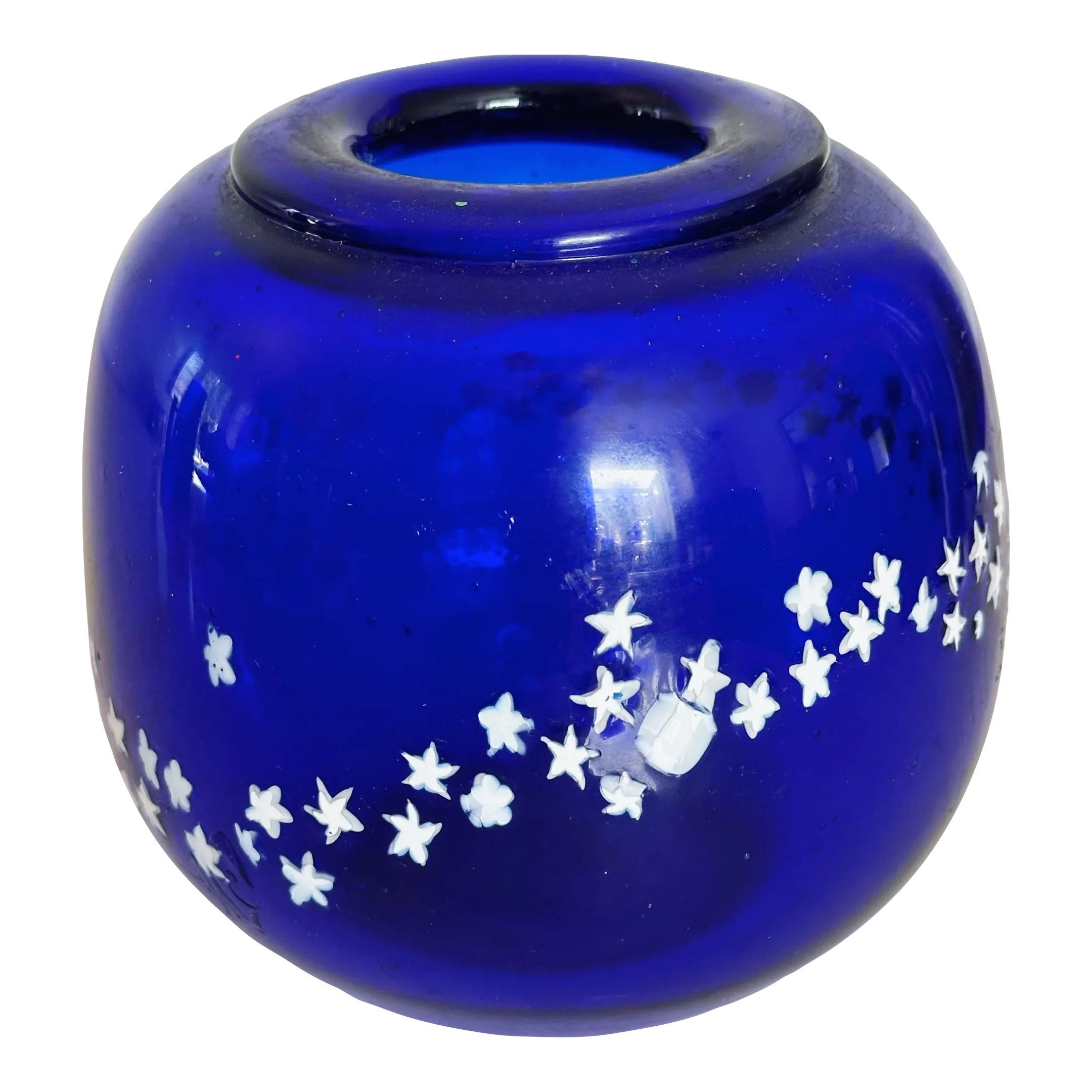 Vintage Mouth Blown Cobalt Glass Vase With Infused Stars by Hank at Hot ...