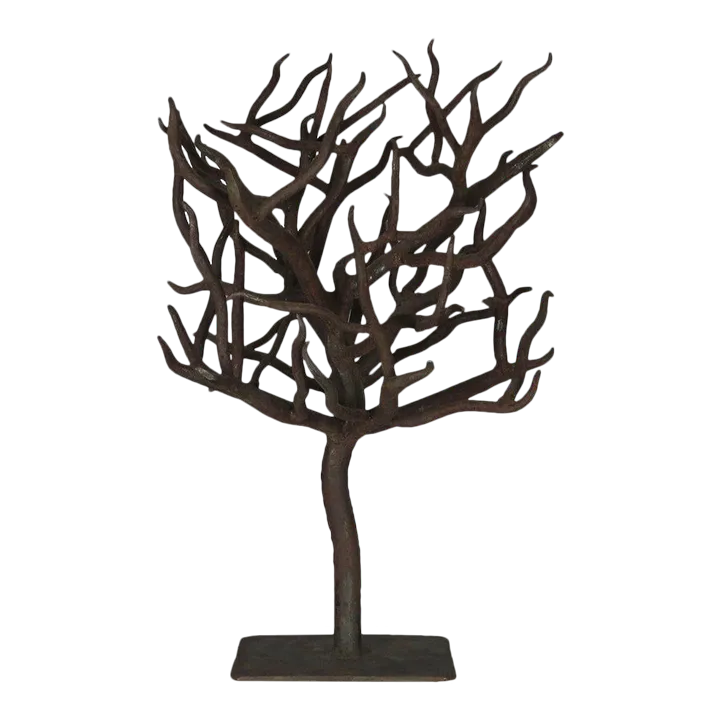 French Patinated Wrought Iron Tree Sculpture | Chairish