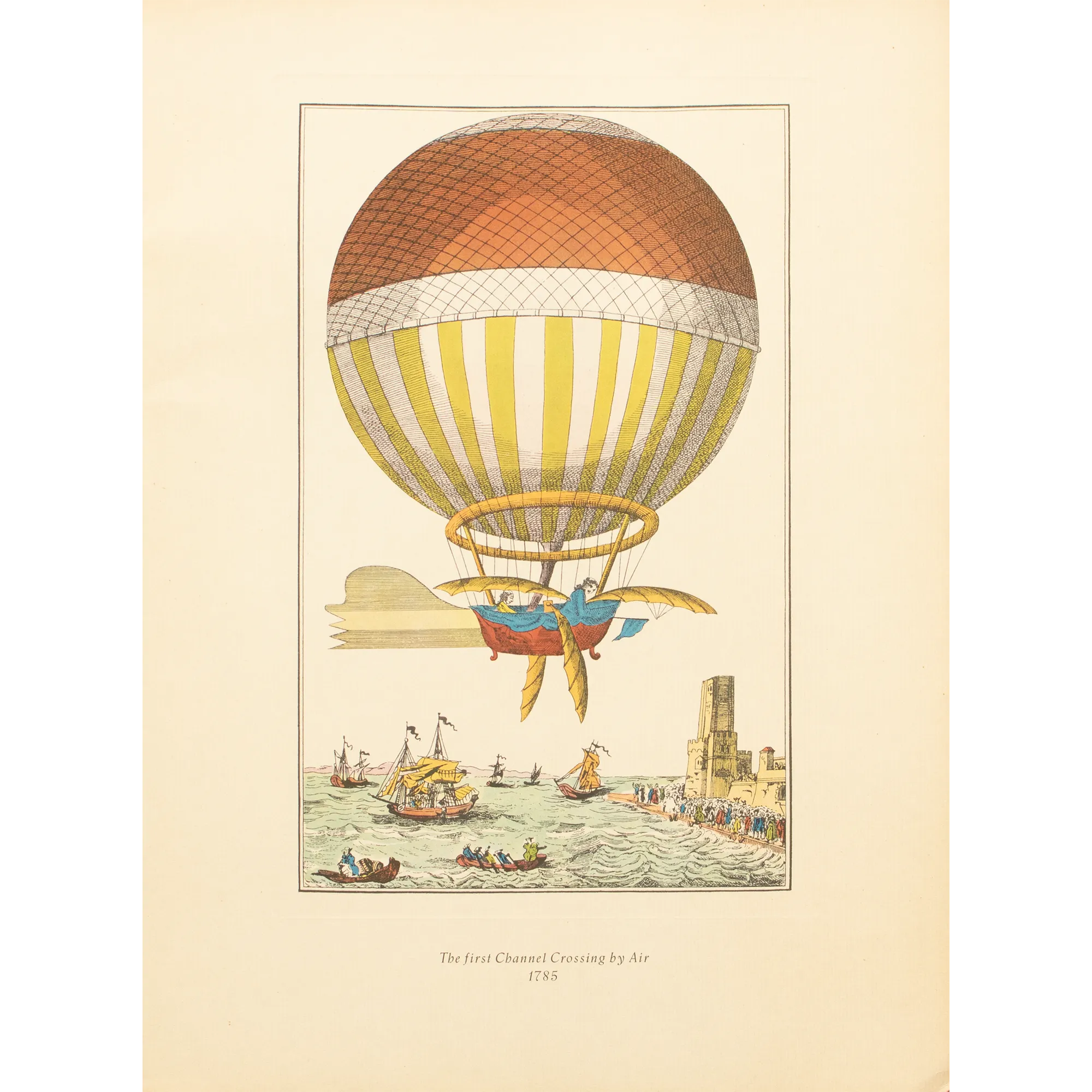 1956 "The First Channel Crossing by Air 1785", Large Vintage Offset ...