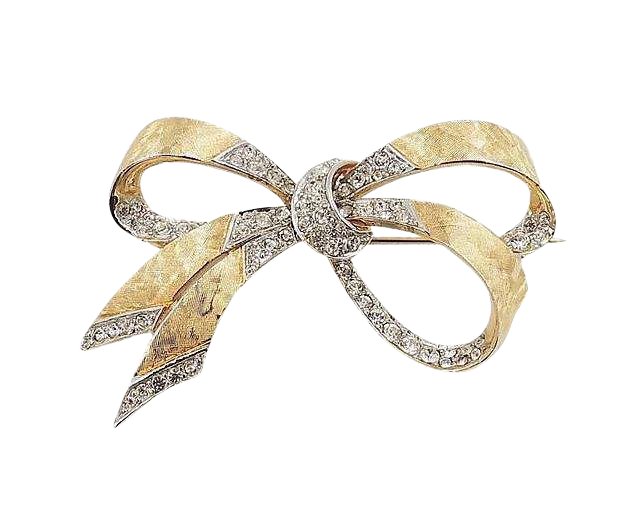 1960s Boucher Rhinestone Bow Brooch | Chairish