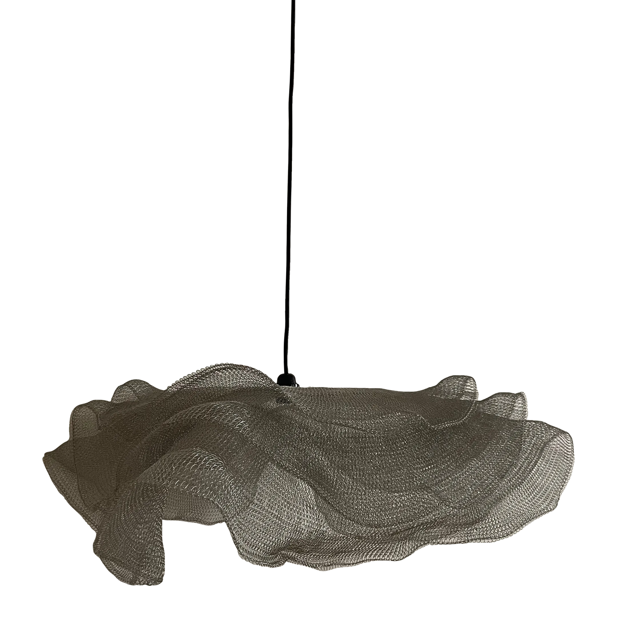 21st Century Handcrafted Knitted Lamp Veil in Silver Color, D100cm ...