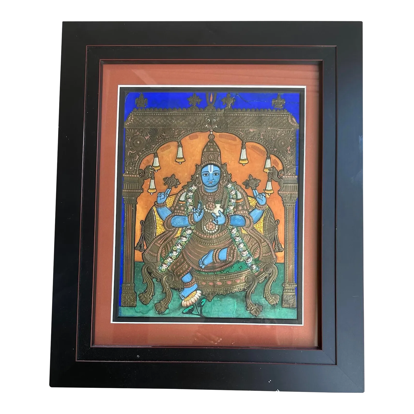 Early 20th C Tanjore Painting Dhanavantri Vishnu India Indian Thanjavur ...