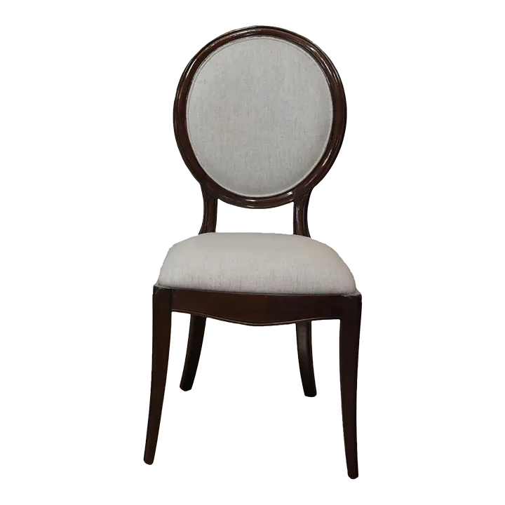 Solid Mahogany Round Back Dining Room Chair With Performance Fabric ...
