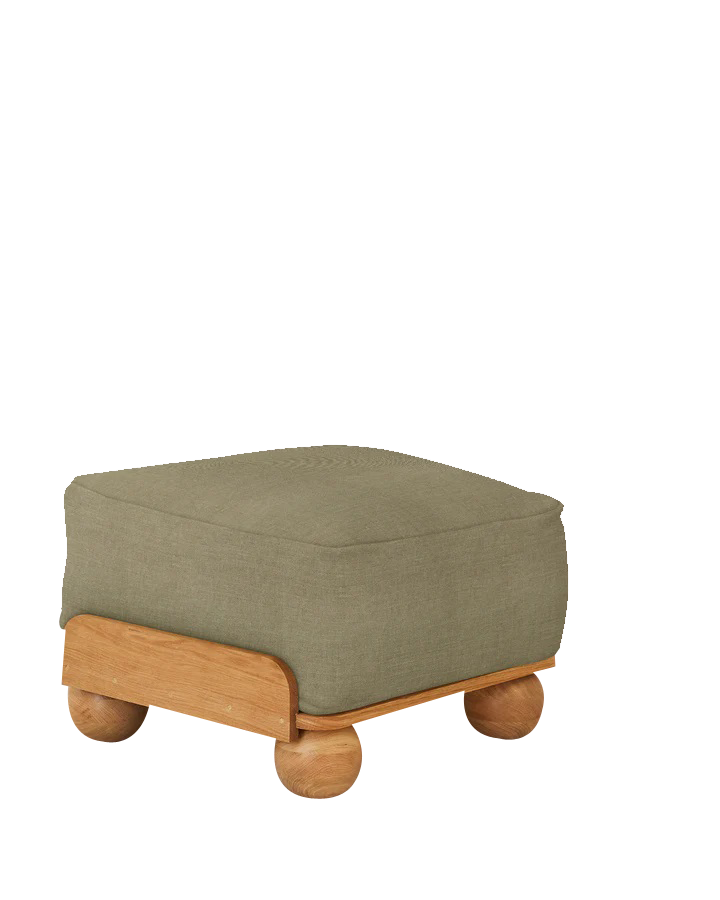 Cove Footstool in Natural Linen by Fred Rigby Studio | Chairish