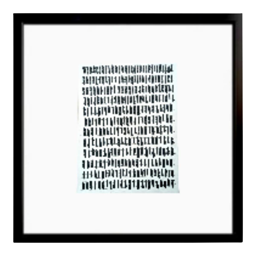 Lines' (5) Framed Agnes Martin Inspired Minimalist Black and White Oil ...