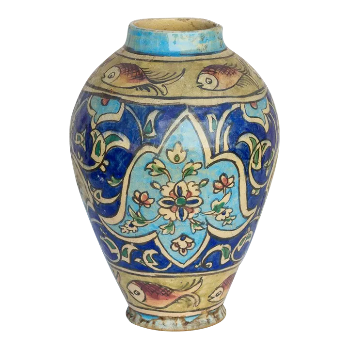 1950s Mughal Empire Painted Vase | Chairish
