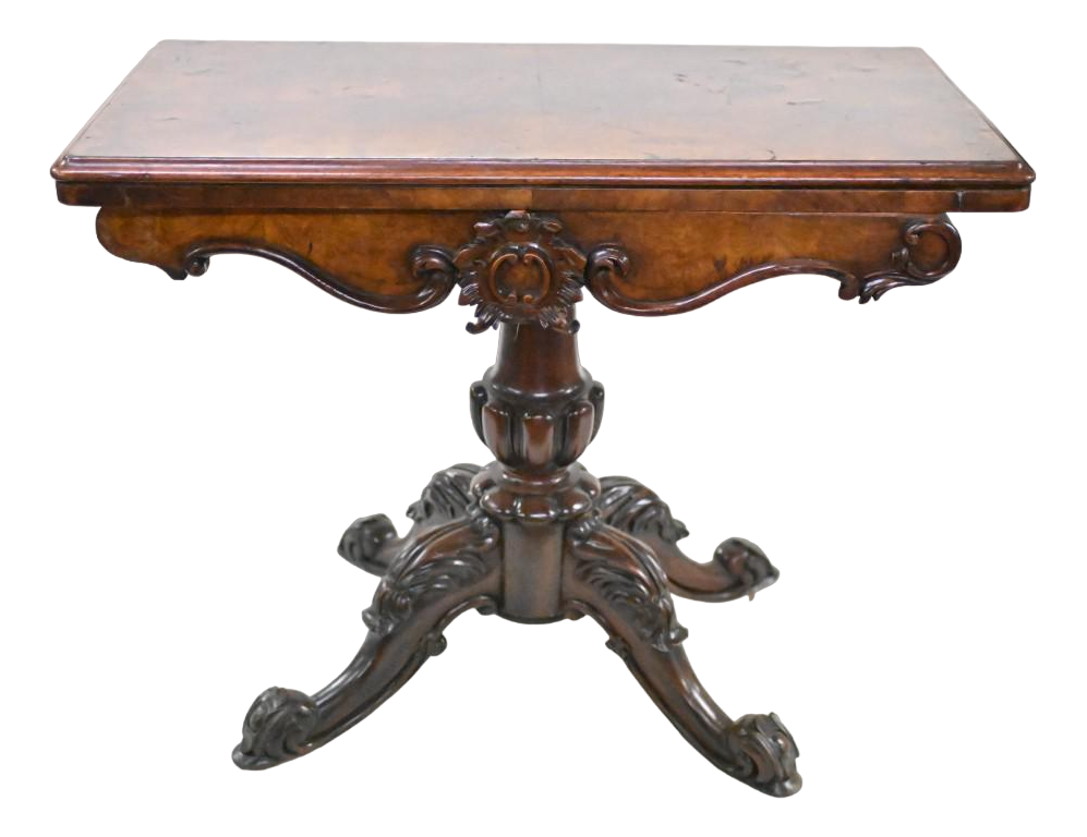 Victorian Card Table in Walnut, 1890s | Chairish