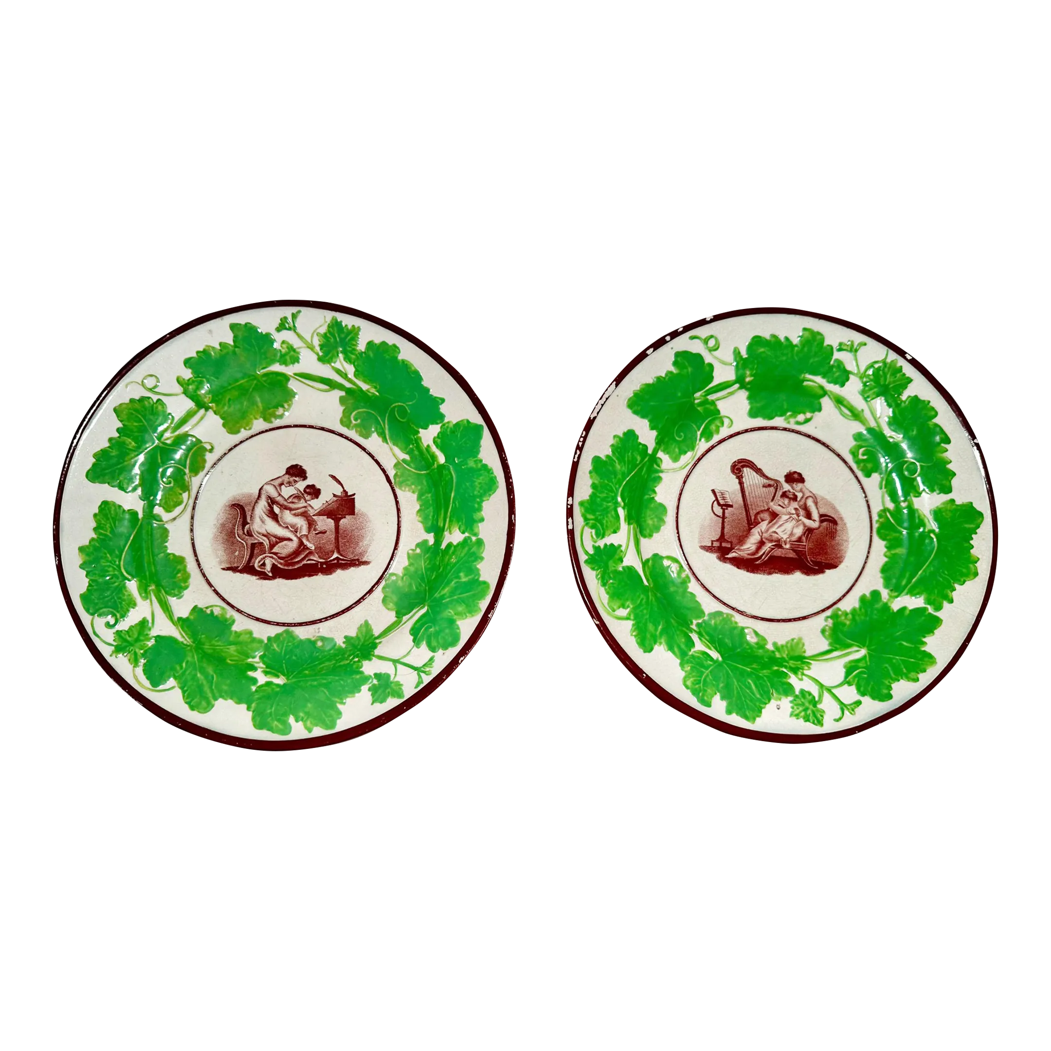 English Neoclassical Style Plates - a Pair | Chairish