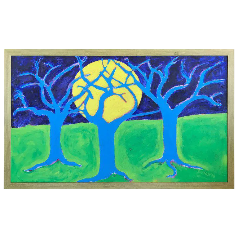 Don Denarie Outsider Art "Trees" Painting, 1997 | Chairish