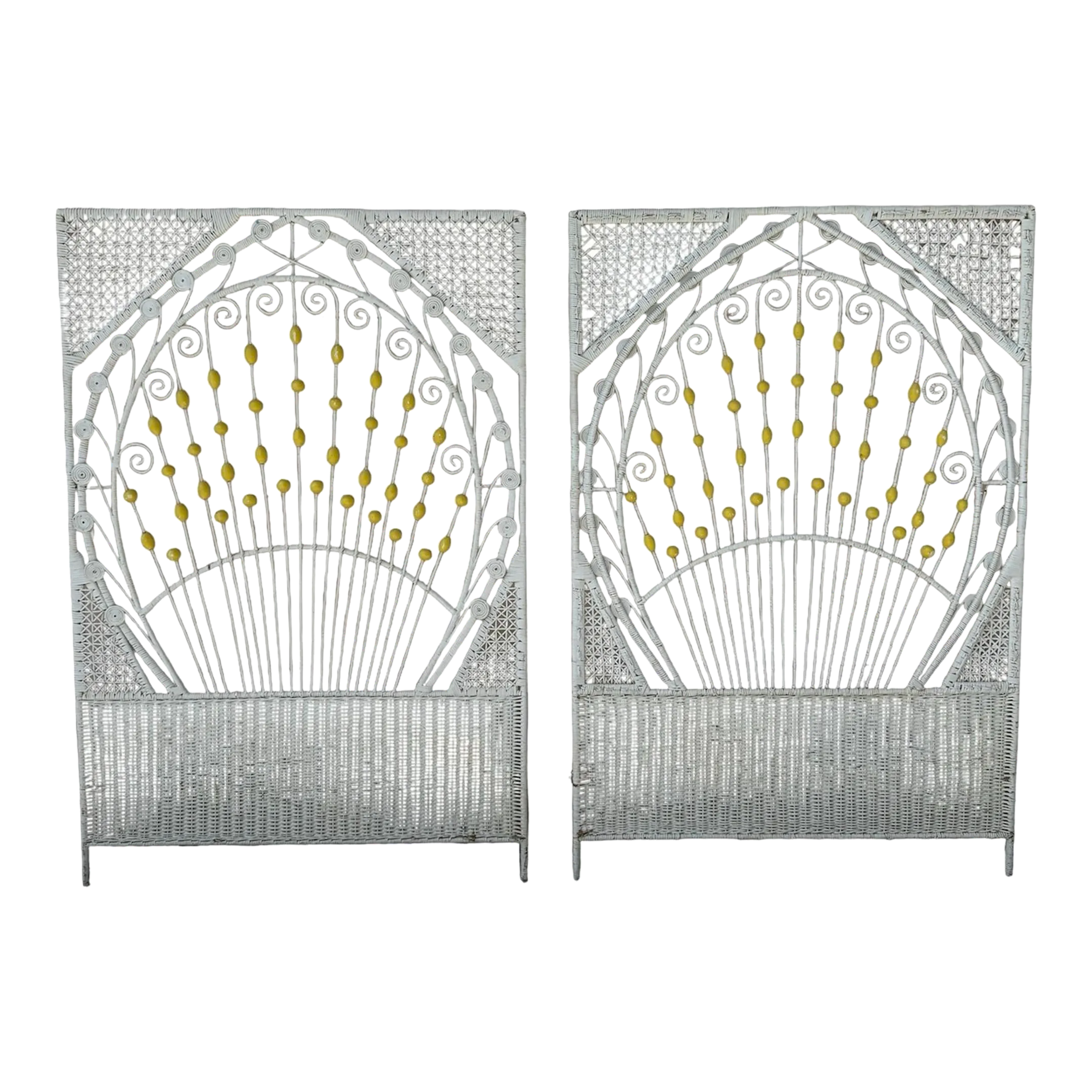 1940s Palm Beach Regency Wicker and Ball Twin Headboards - a Pair ...