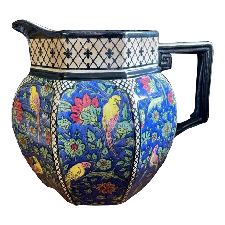 Antique Royal Doulton Birds Blue Chinz Persian Parrots Milk Jug Pitcher ...