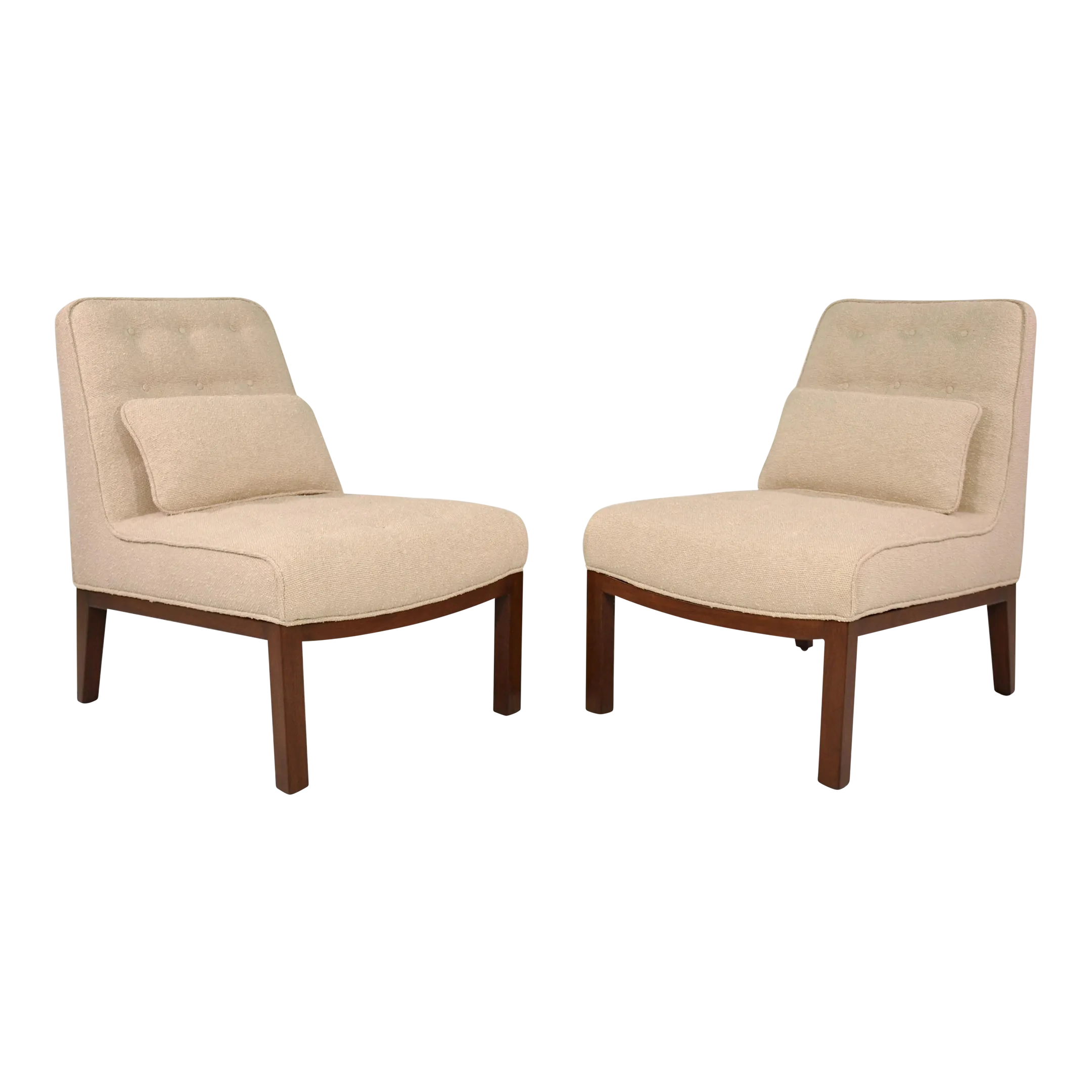 Ecru Beige Boucle Sophia Slipper Chairs by Edward Wormley for Dunbar ...