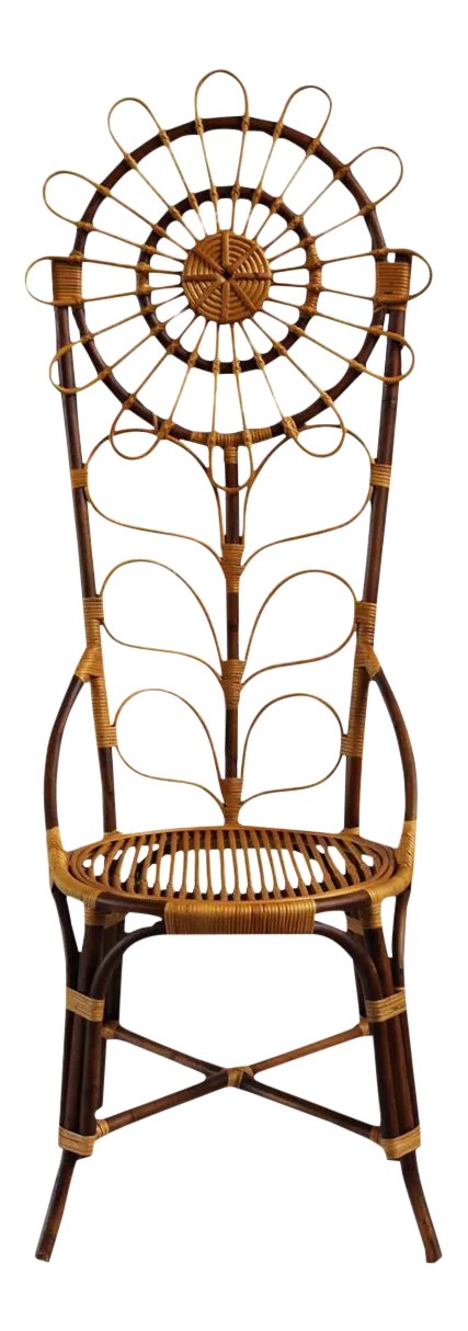 Tall Bamboo Sun Flower Chair | Chairish