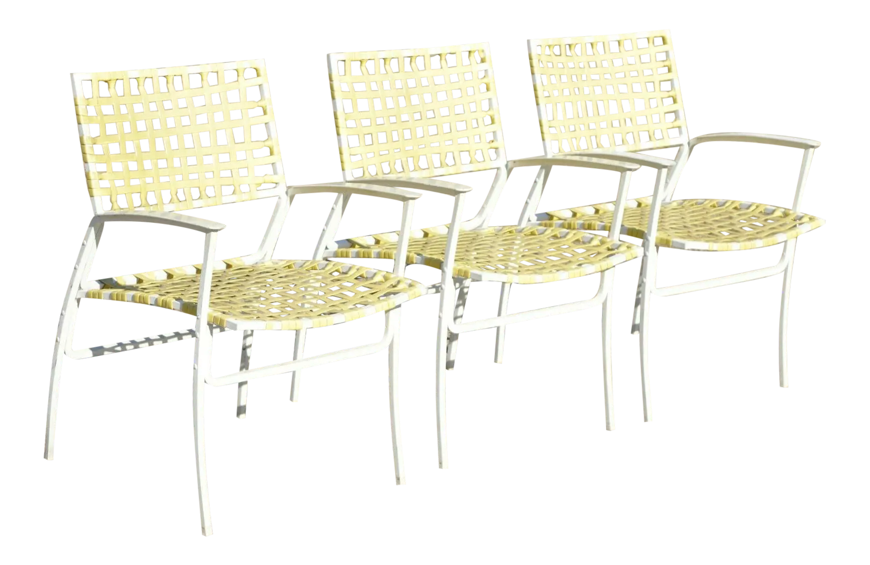 Medallion Aluminum Yellow Woven Vinyl Strap Patio Pool Lounge Chair - 1 ...