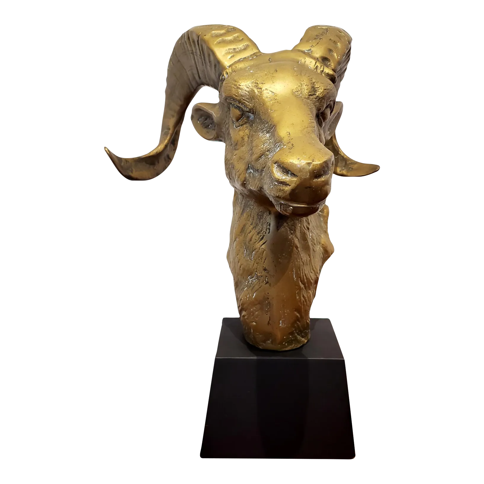 Large Mid Century Brass Rams Head Desk Sculpture | Chairish