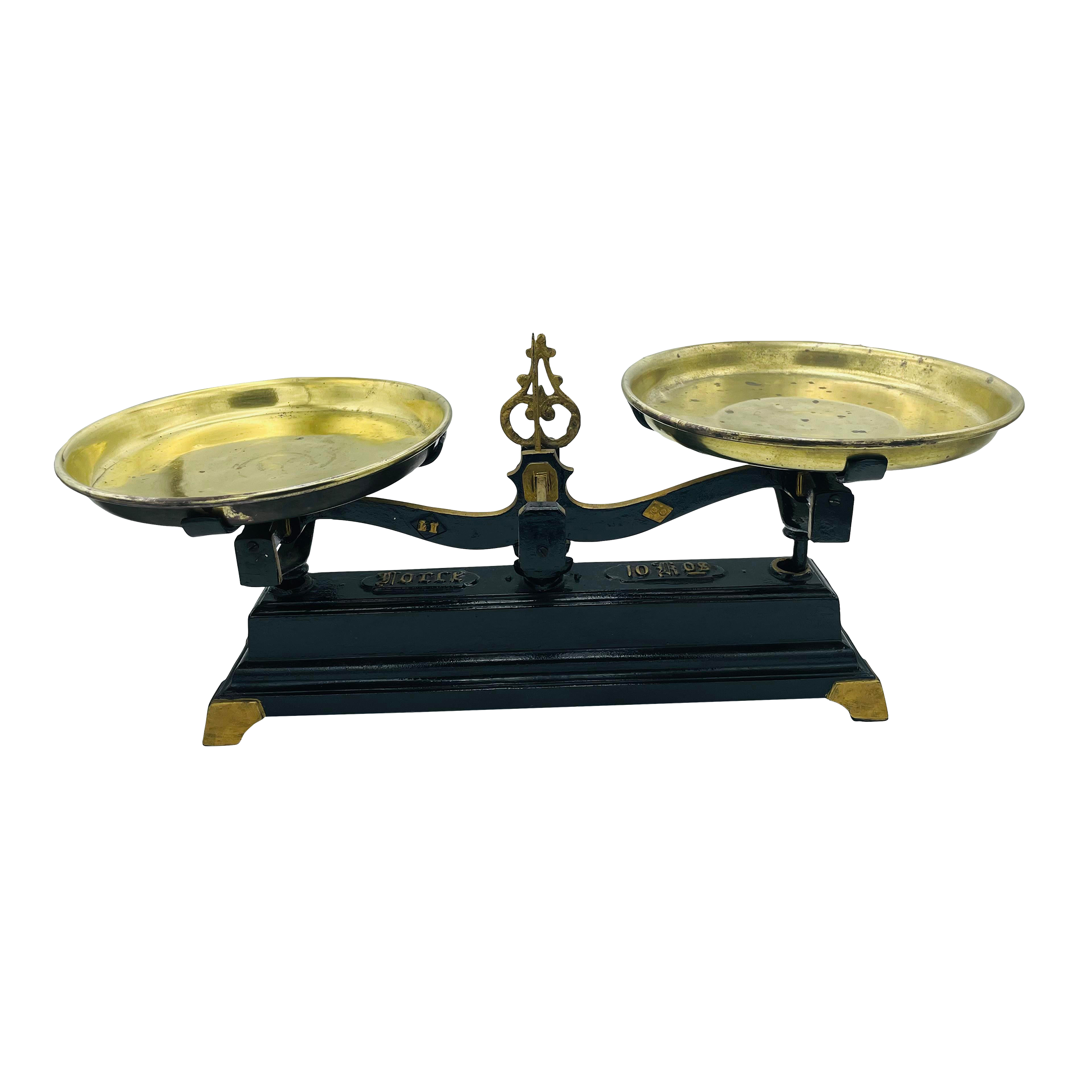 Antique English Iron Scale With Brass Trays | Chairish