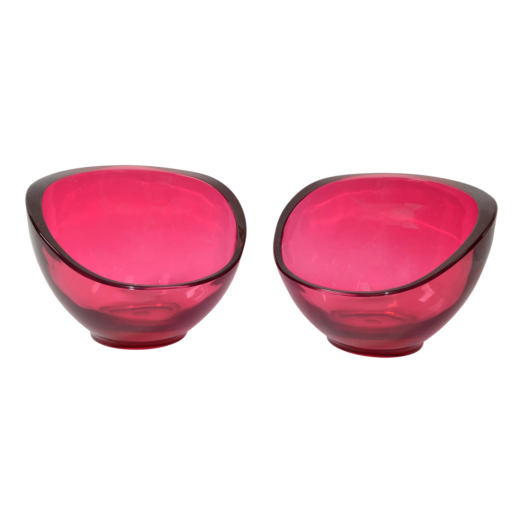 Set of 2 1990s Space Age Op Art Lucite Cranberry Color Asymmetric ...