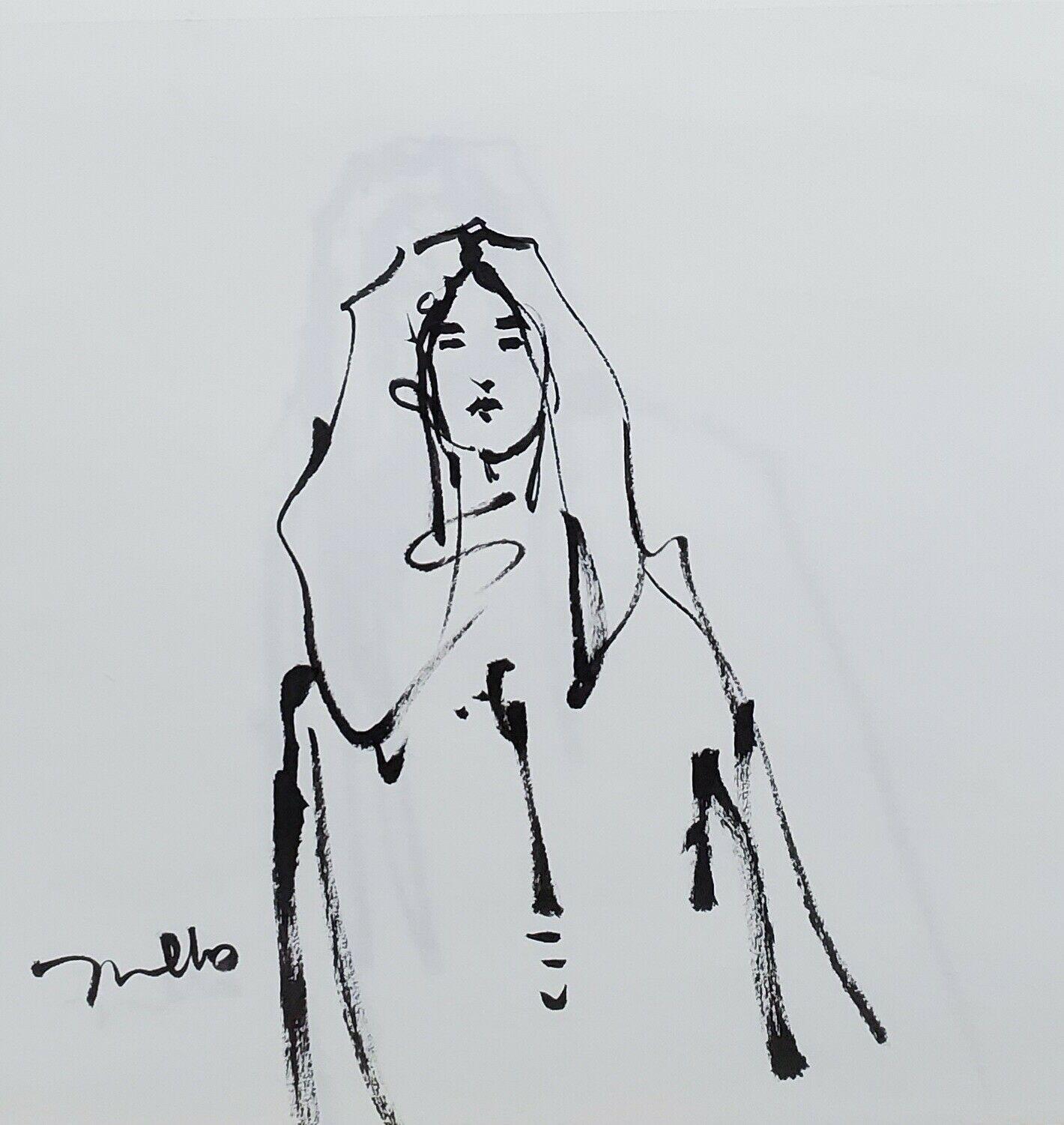 Contemporary Minimalist Portrait Ink Drawing by Jose Trujillo | Chairish