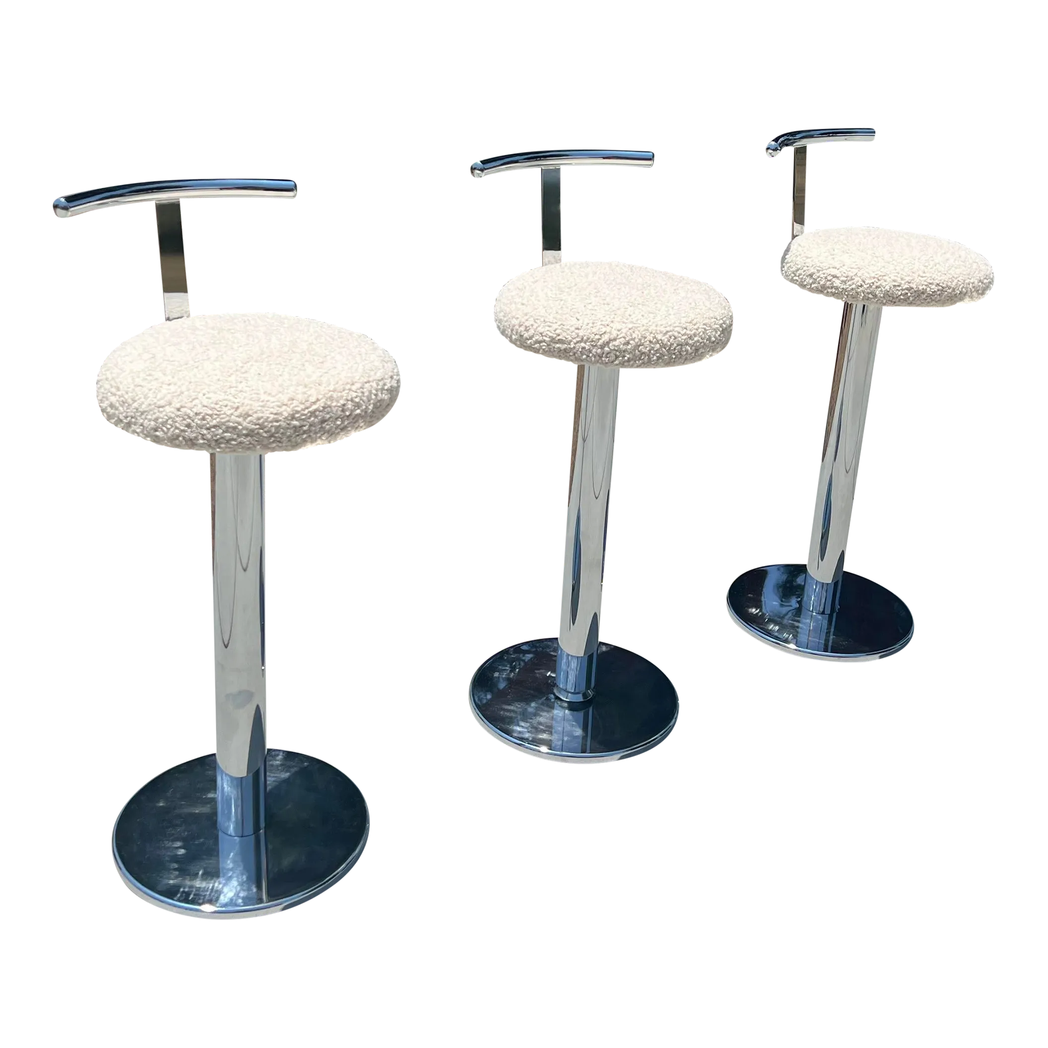 1980s Vintage Postmodern Japanese Chrome Swivel Counter or Barstools ...