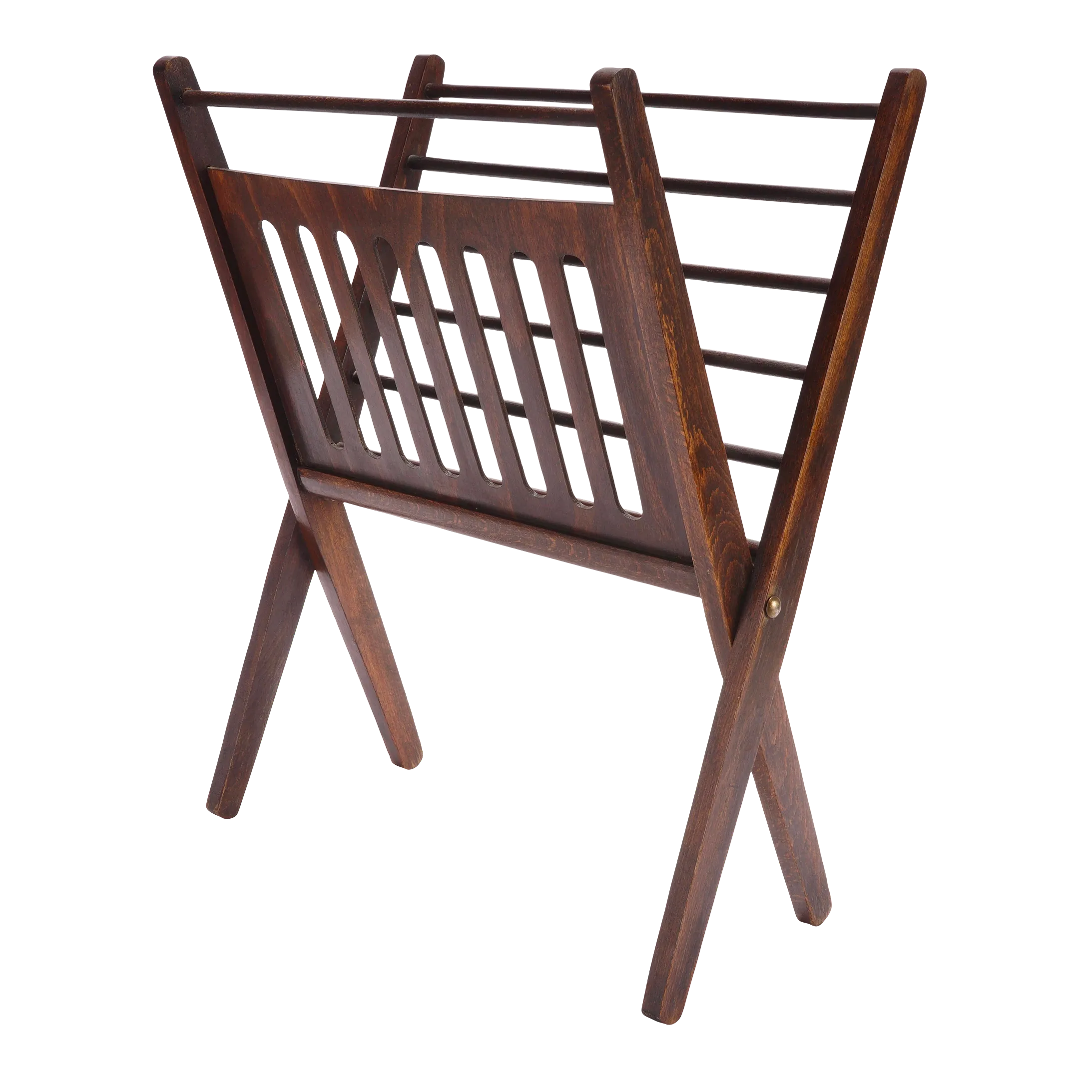 Mid 20th Century Vintage Wood Romania Folding Mid-Century Magazine Rack ...