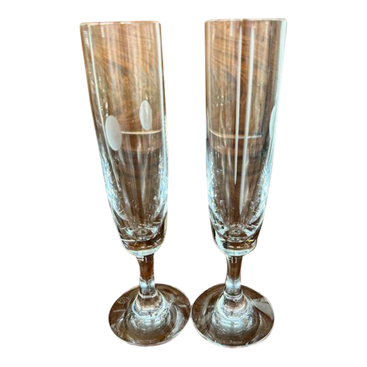Pair of Late 20th Century Baccarat Champagne Flutes | Chairish
