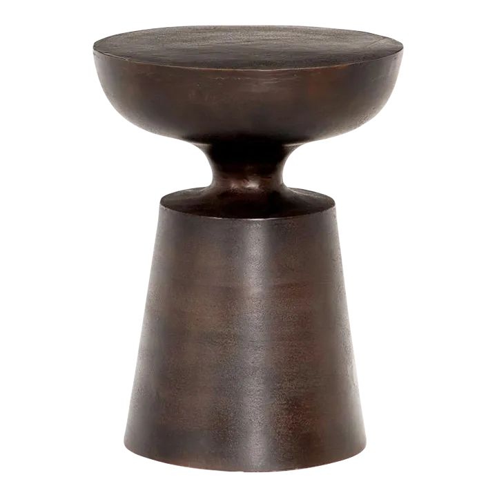 Four Hands Cruz Outdoor Safe End Table in Aluminum with Antique Rust ...