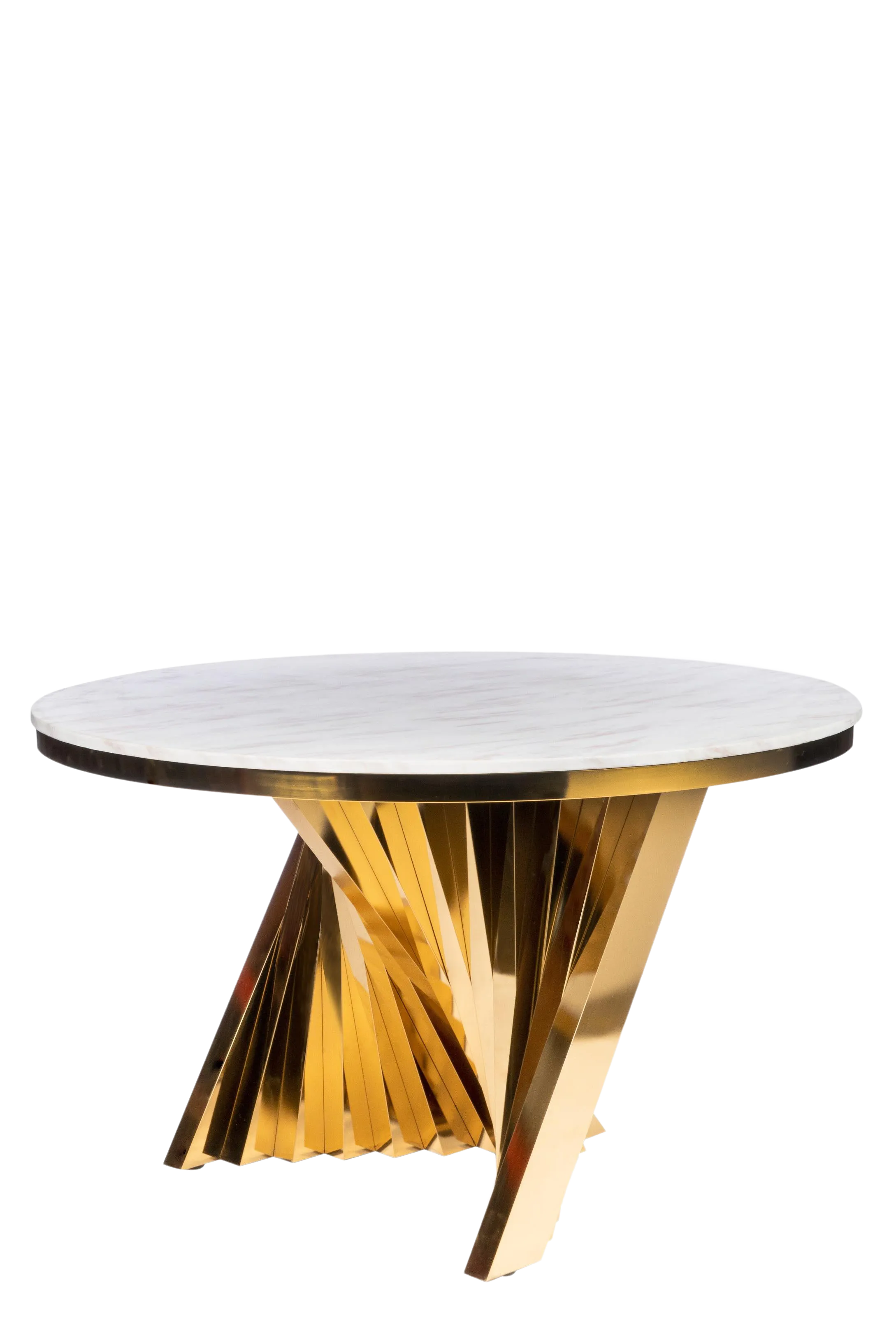 Modern Gold Waterfall Marble Top Dining Table | Chairish