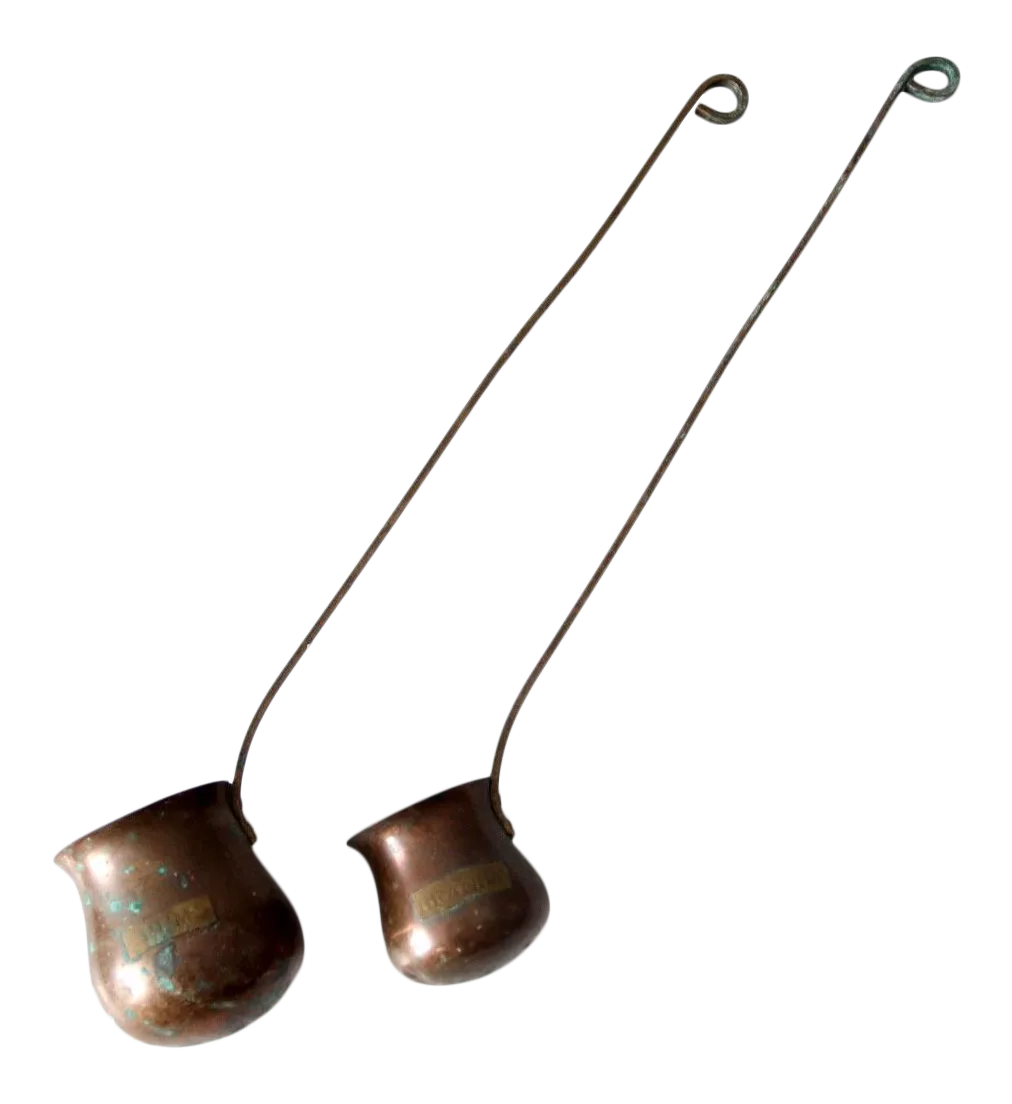 Antique Copper Liquor Ladles Pair | Chairish