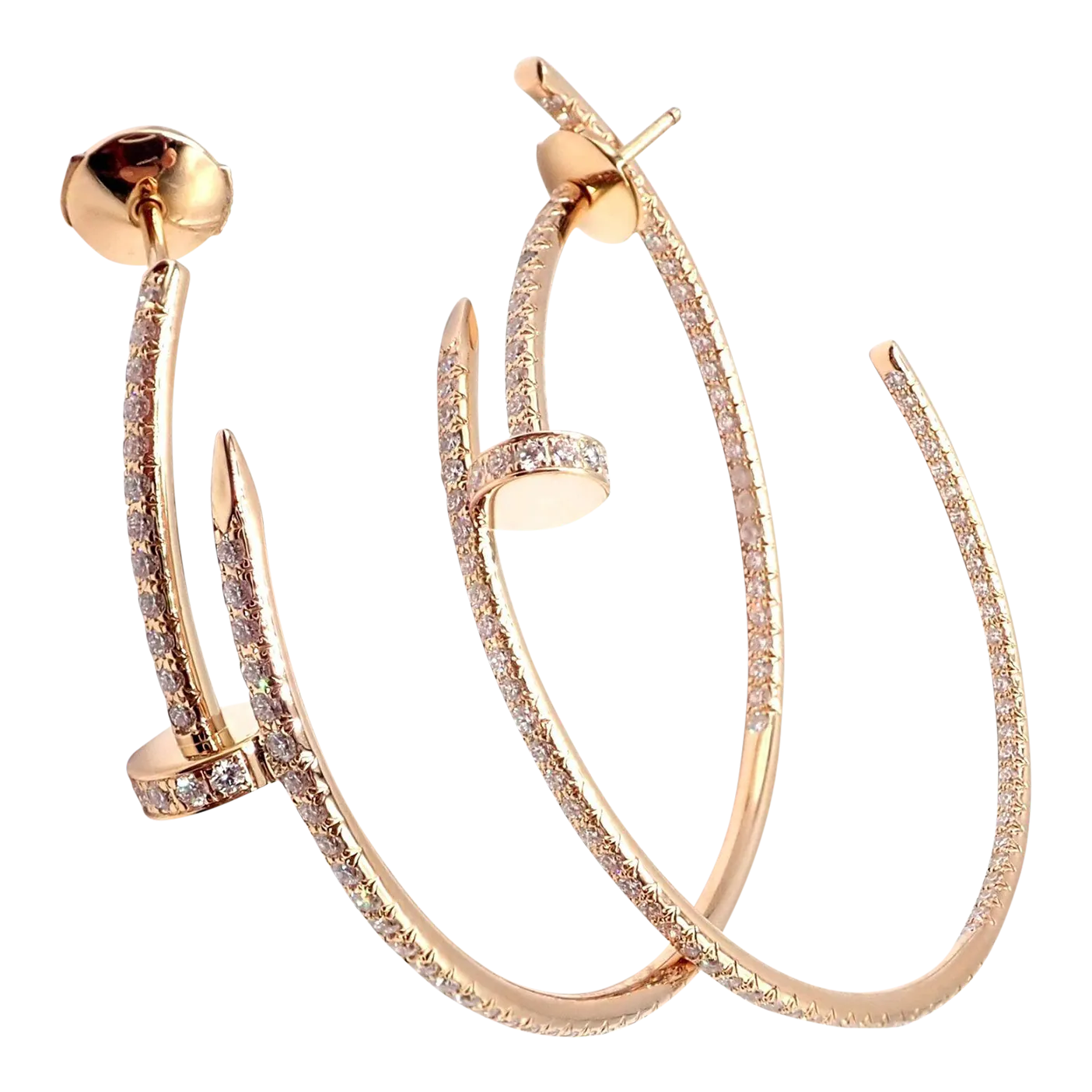 Cartier Juste un Clou 18k Rose Gold Diamond Nail Hoop Earrings Paper ...