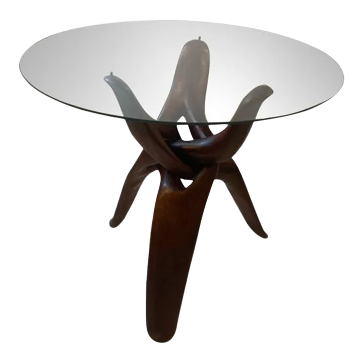 1950s Modernist Organic Sculpted Interlocking Wood Table Attributed to ...