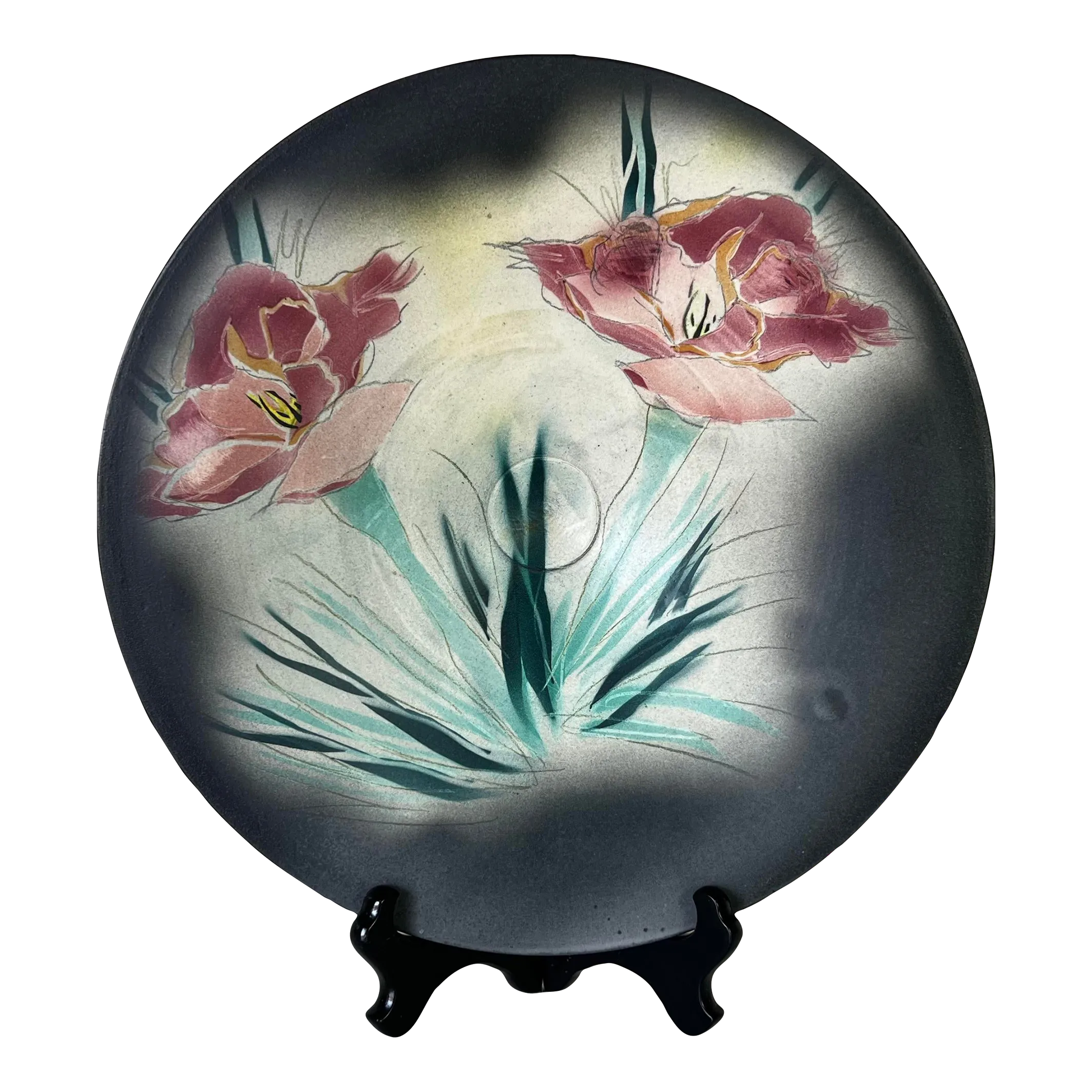 80's Vintage Claudia Hand Painted Flower Design Decorative Pottery ...