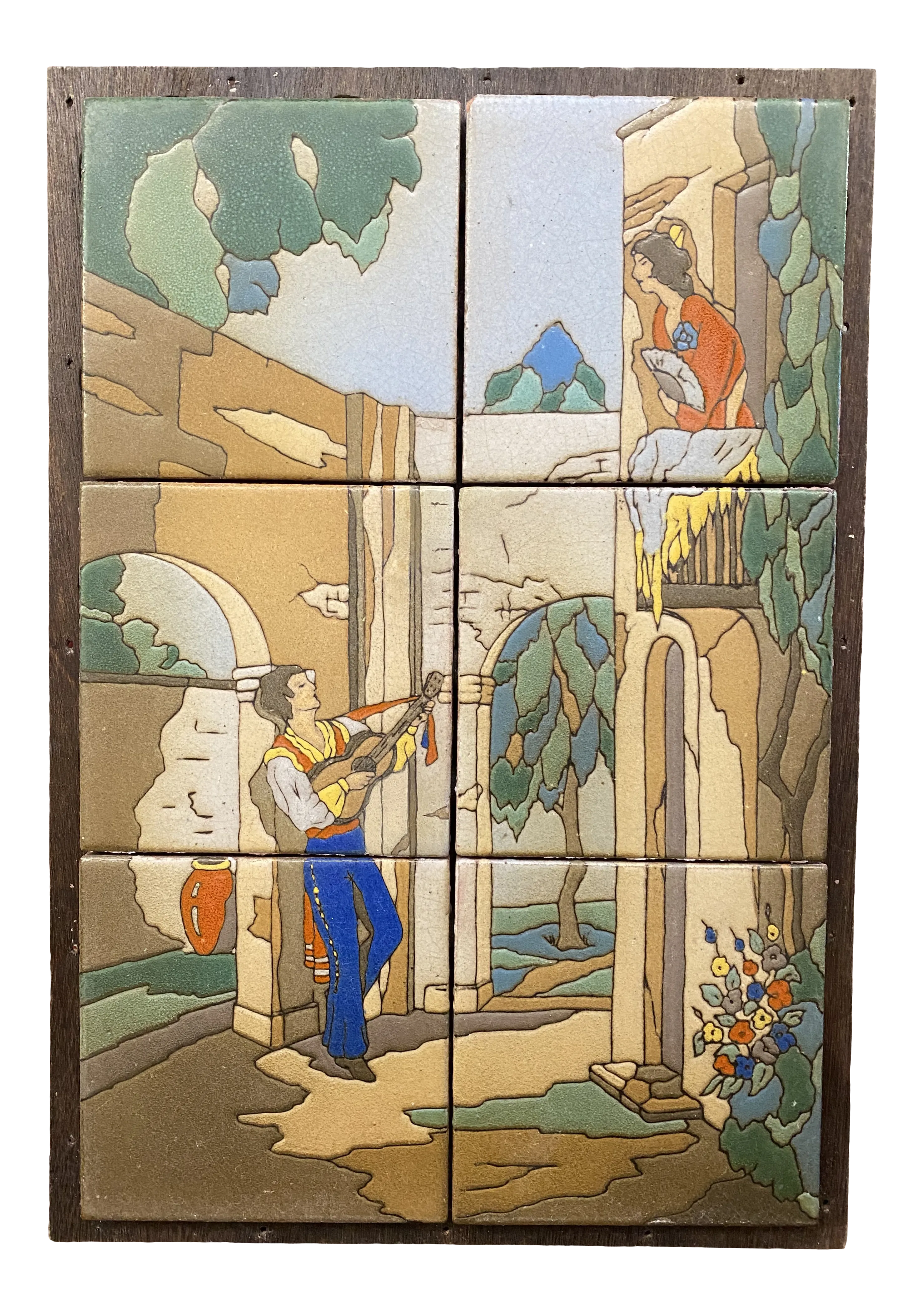 1930s Taylor Tile Mural “Spanish Trovador”, 6 Pieces Framed | Chairish