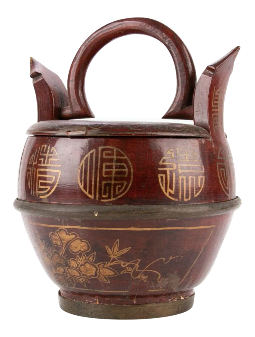 Small Antique Hand-Made Chinese Red Lacquered Lunch Box | Chairish